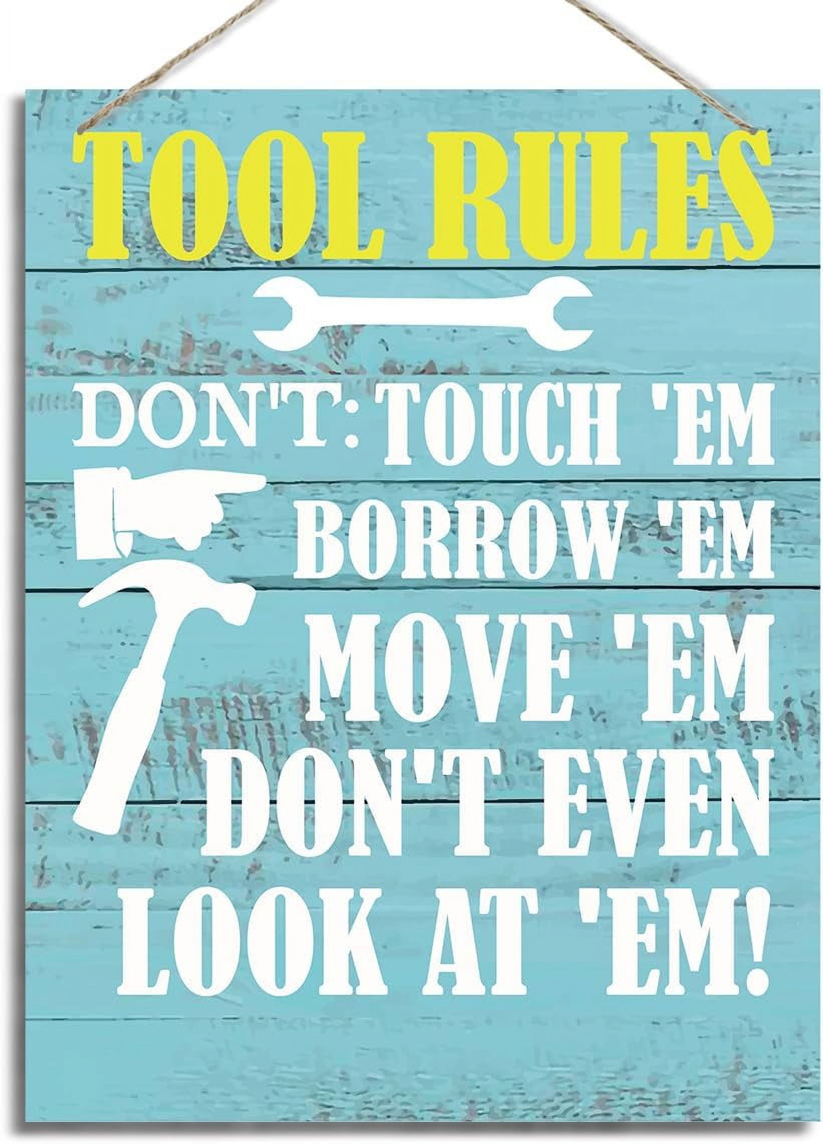 Wood Sign 8x10 Inch Tool Rules Sign Tool Rules Hanging Wood Wall Decor ...