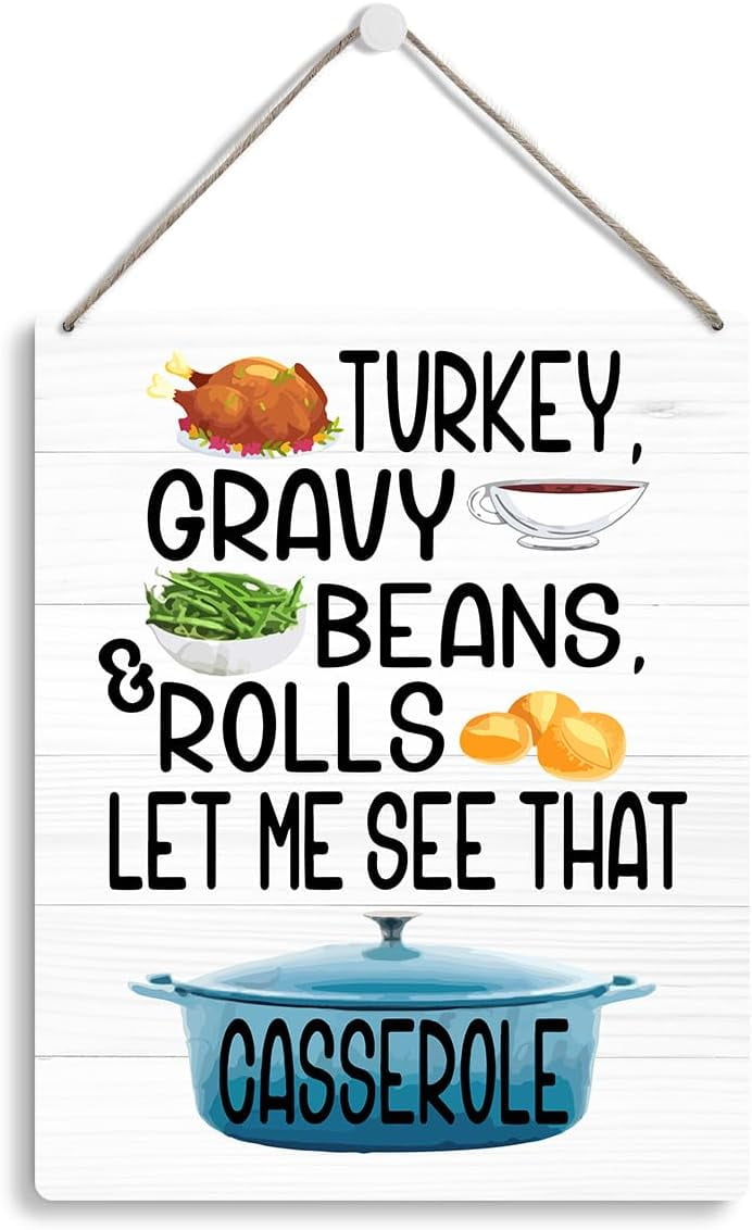Wood Sign 8x10 Inch Turkey Wall Decor Casserole Decor Thanksgiving ...