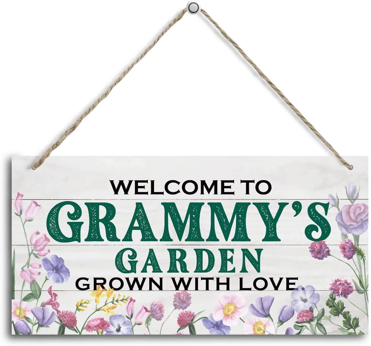 Wood Sign 5x10 Inch Vintage Style Welcome To Grammy'S Garden Grown With ...