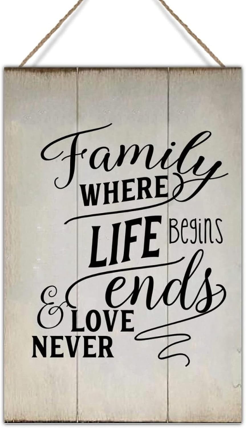 Wood Sign 8x10 Inch Vintage Wood Sign Family Where Life Begins & Love ...