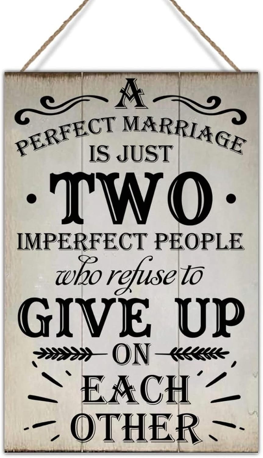 Wood Sign 8x10 Inch Vintage Wood Sign A Perfect Marriage Is Just Two ...