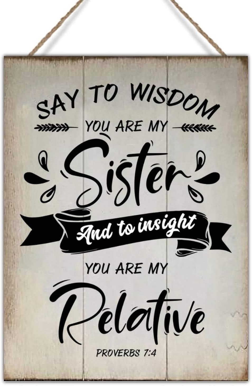 Wood Sign 8x10 Inch Vintage Wood Sign Say To Wisdom You Are My Sister Wood Sign Wall Decor ...