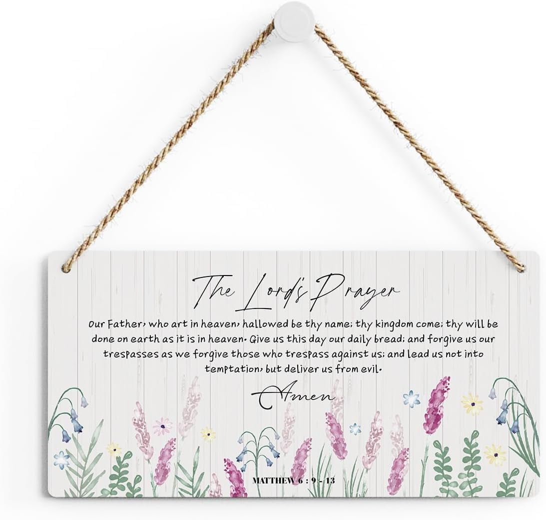 Wood Sign 5x10 Inch Wall Art Christian Rustic The Lord'S Prayer Bible ...