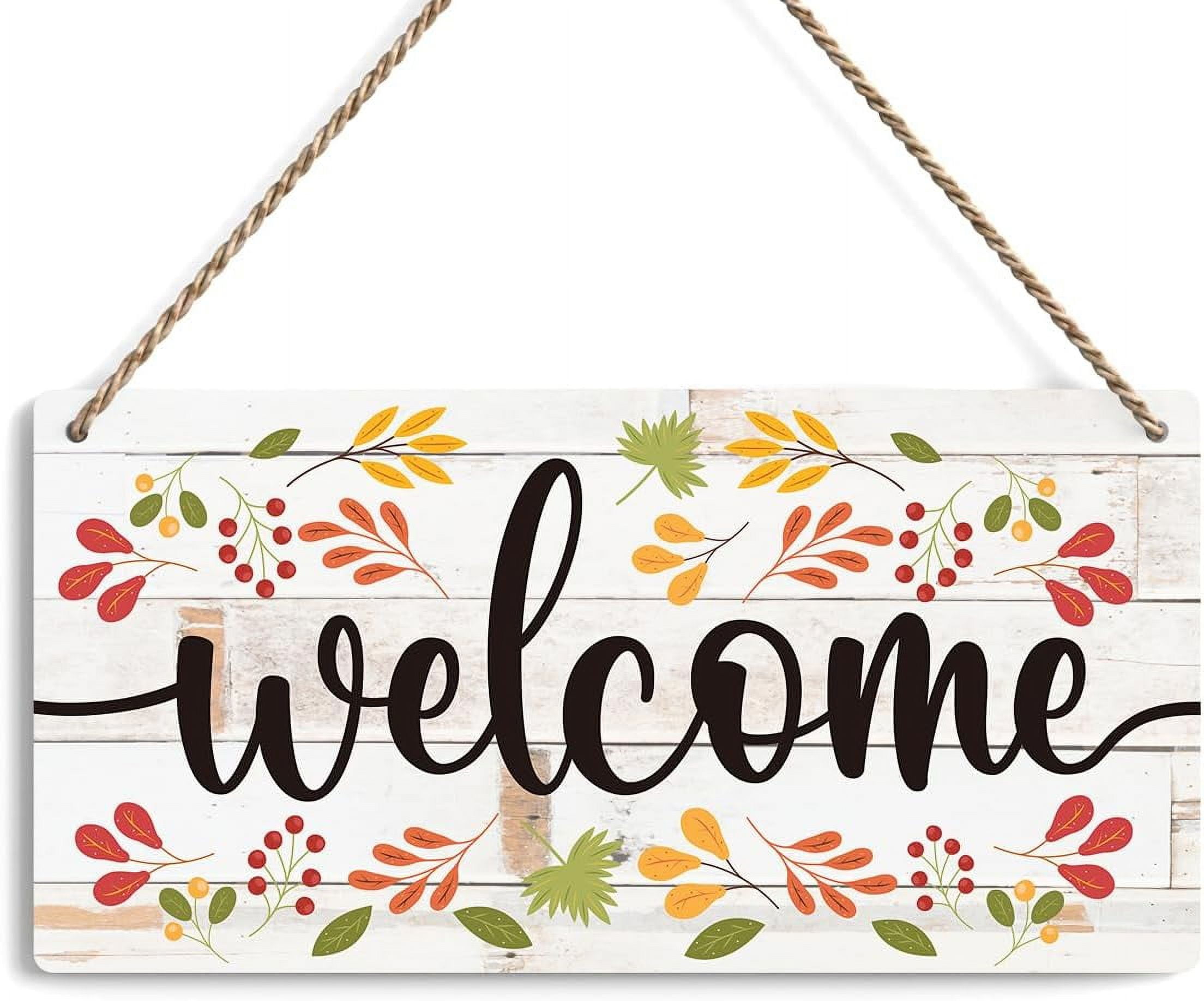 Wood Sign 5x10 Inch Welcome Autumn Wooden Signs Decoration Fall Rustic ...