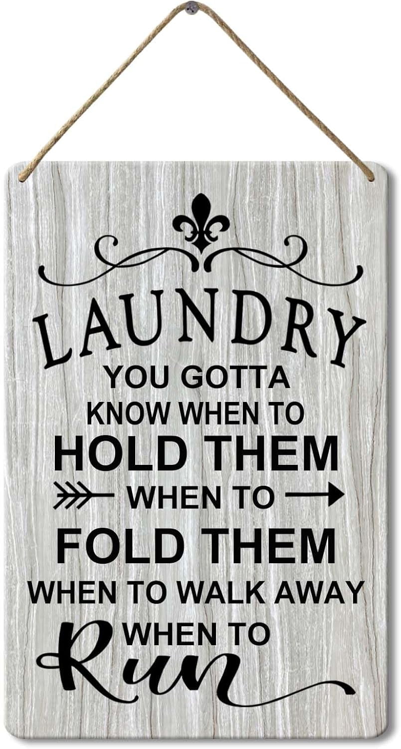Wood Sign 8x10 Inch Wood Sign Laundry You Gotta Know When To Hold Them ...