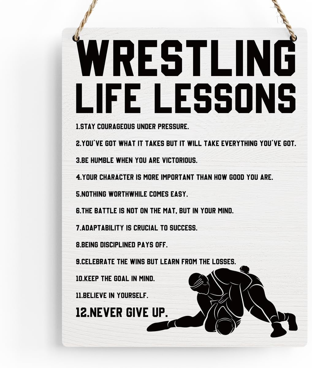 Wood Sign 8x10 Inch Wrestling Life Lessons Wooden Hanging Sign ...