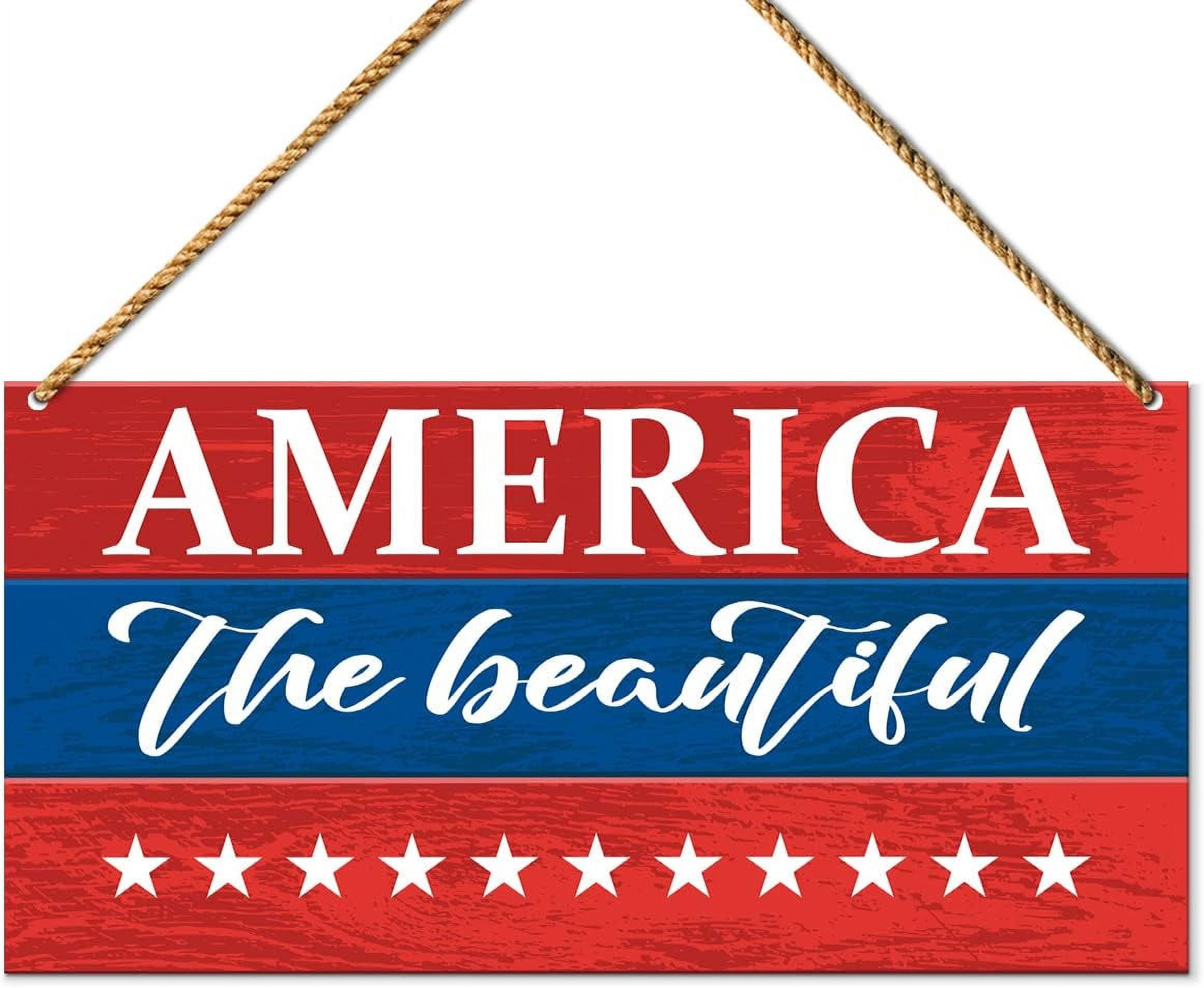 Wood Sign 6x12 Inch America Patriotic Sign Decor America The Beautiful ...