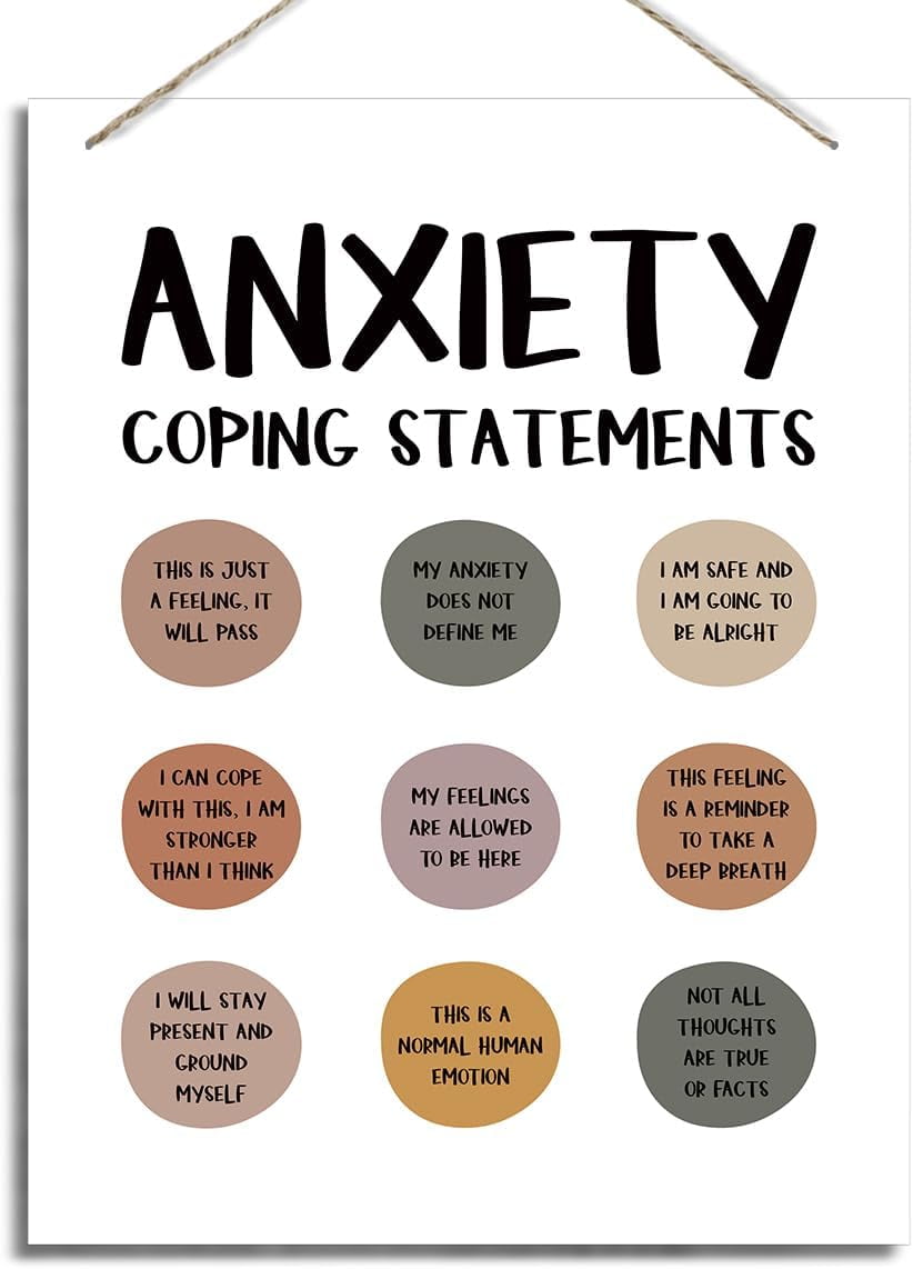 Wood Sign 8x12 Inch Anxiety Coping Statements Sign Decor Wood Plaque ...