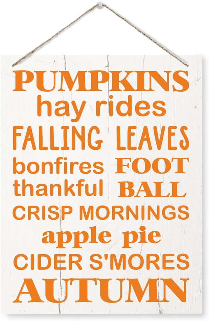 Wood Sign 8x12 Inch Autumn Sign Fall Decoration Hanging Wooden Plaque ...