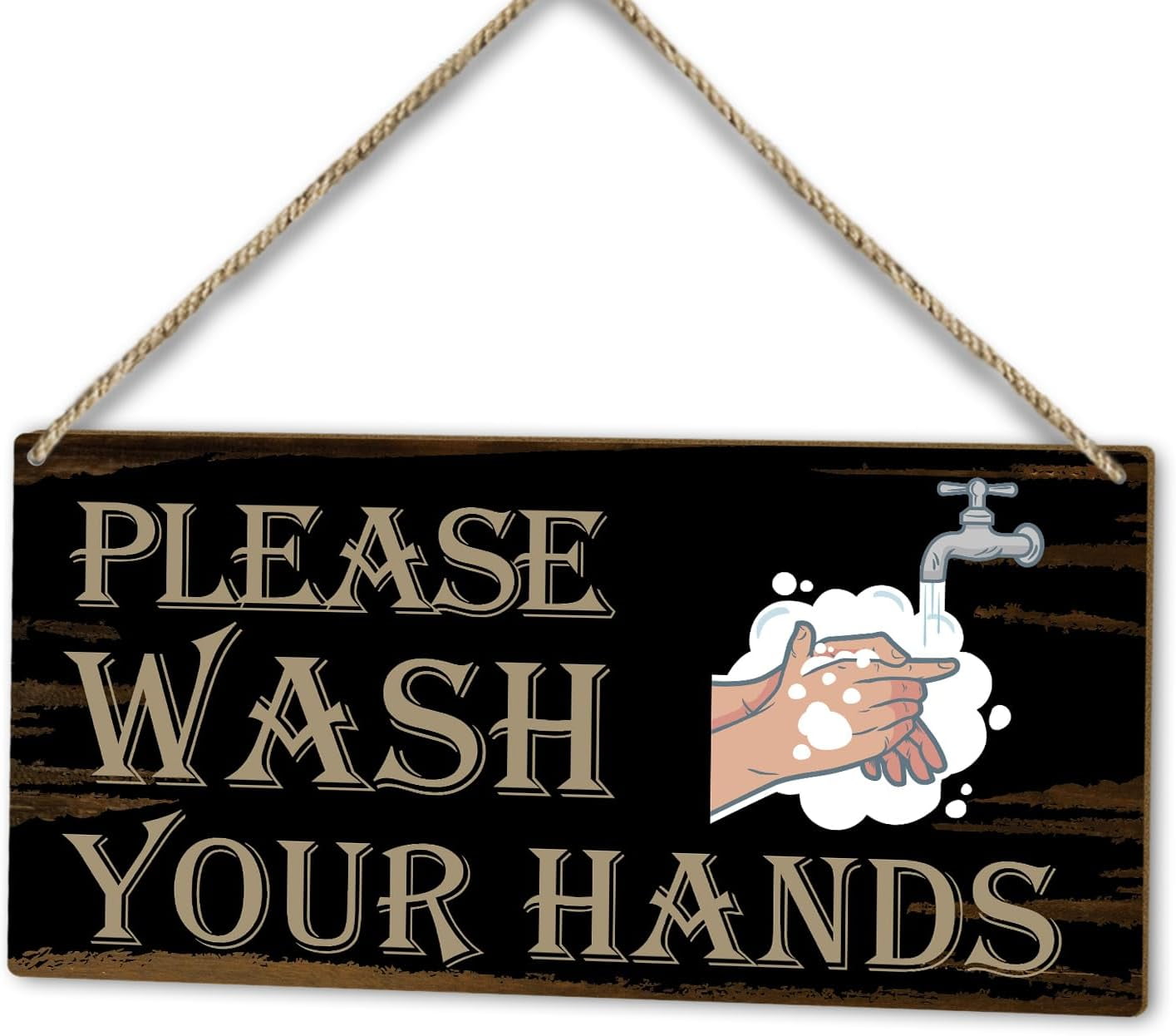 Wood Sign 6x12 Inch Bathroom Sign Please Wash Your Hand Sign Wood ...