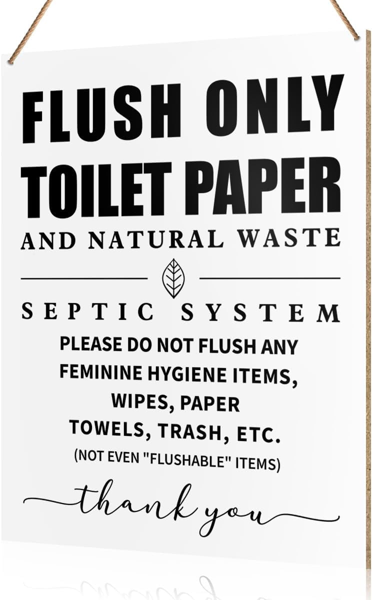 Wood Sign 8x12 Inch Bathroom Rules Wall Hanging Sign Decor Flush Only ...