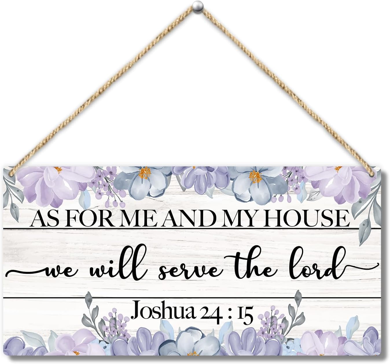 Wood Sign 6x12 Inch Bible Verses Front Door Wooden Hanging Sign As For ...