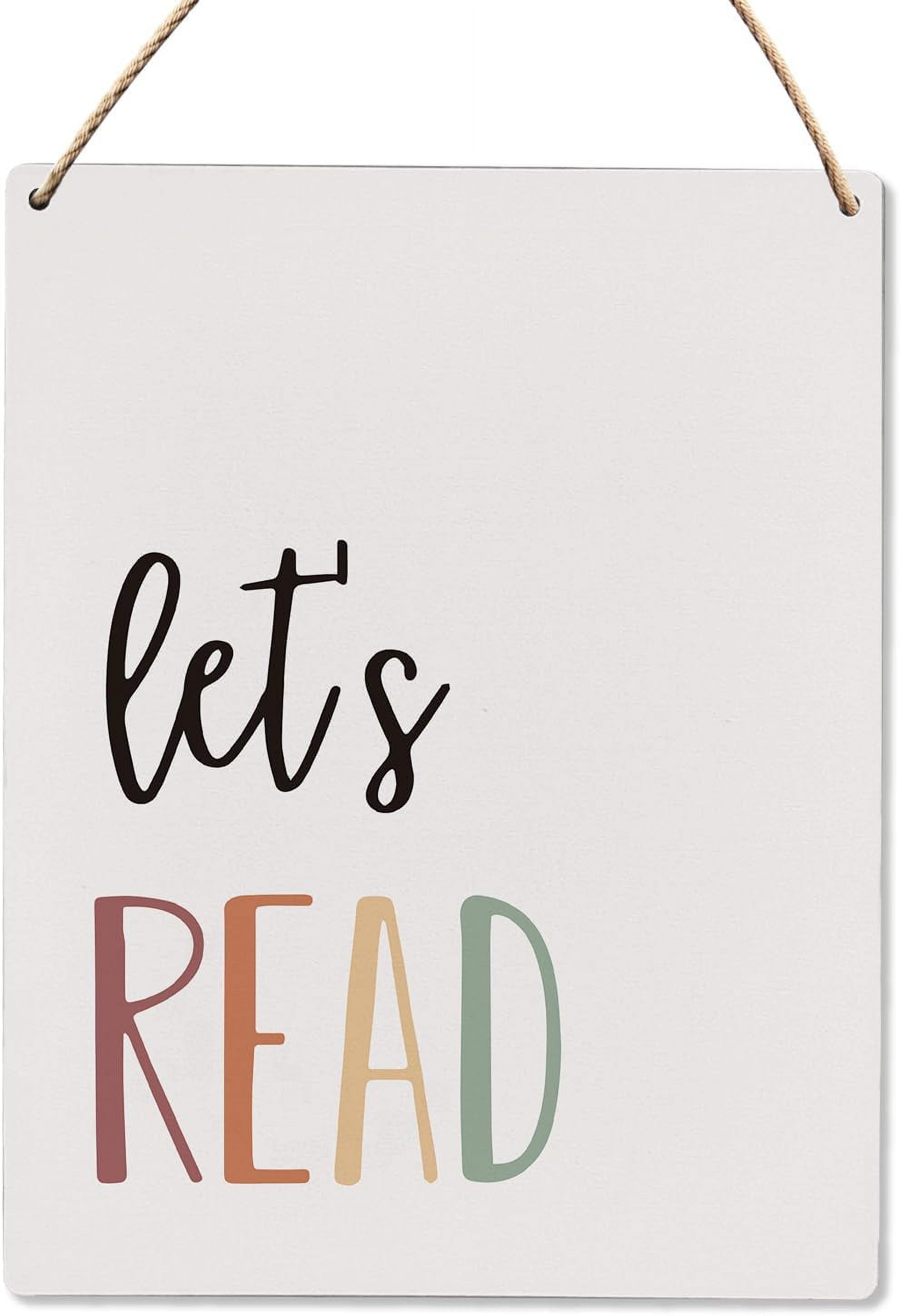 Wood Sign 8x12 Inch Boho Classroom Decor Let'S Read Wood Hanging Sign ...
