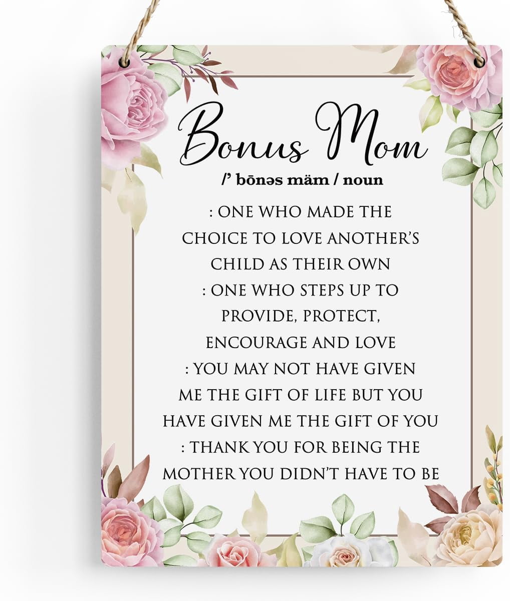 Wood Sign 8x12 Inch Bonus Mom Gifts Step Mom Gifts Mom In Law Gifts ...