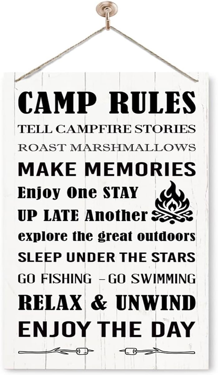 Wood Sign 8x12 Inch Camp Rules Sign Campsite Decor Decorative Wooden ...