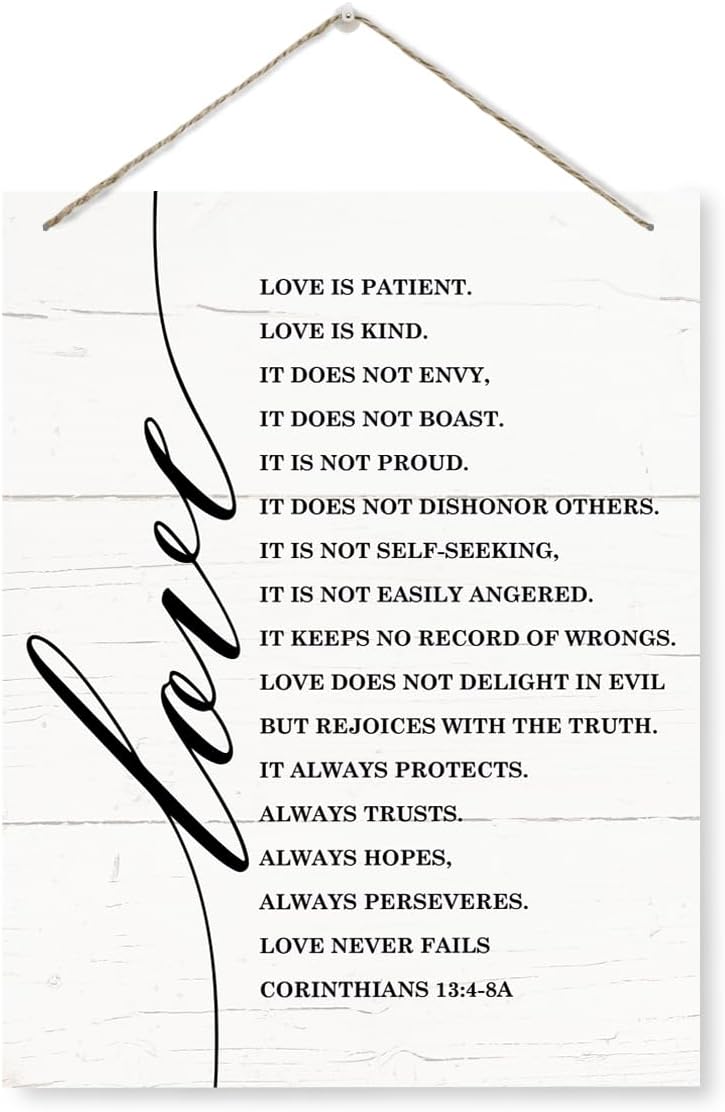 Wood Sign 8x12 Inch Christian Decor Love Is Patient Sign Rustic Hanging ...