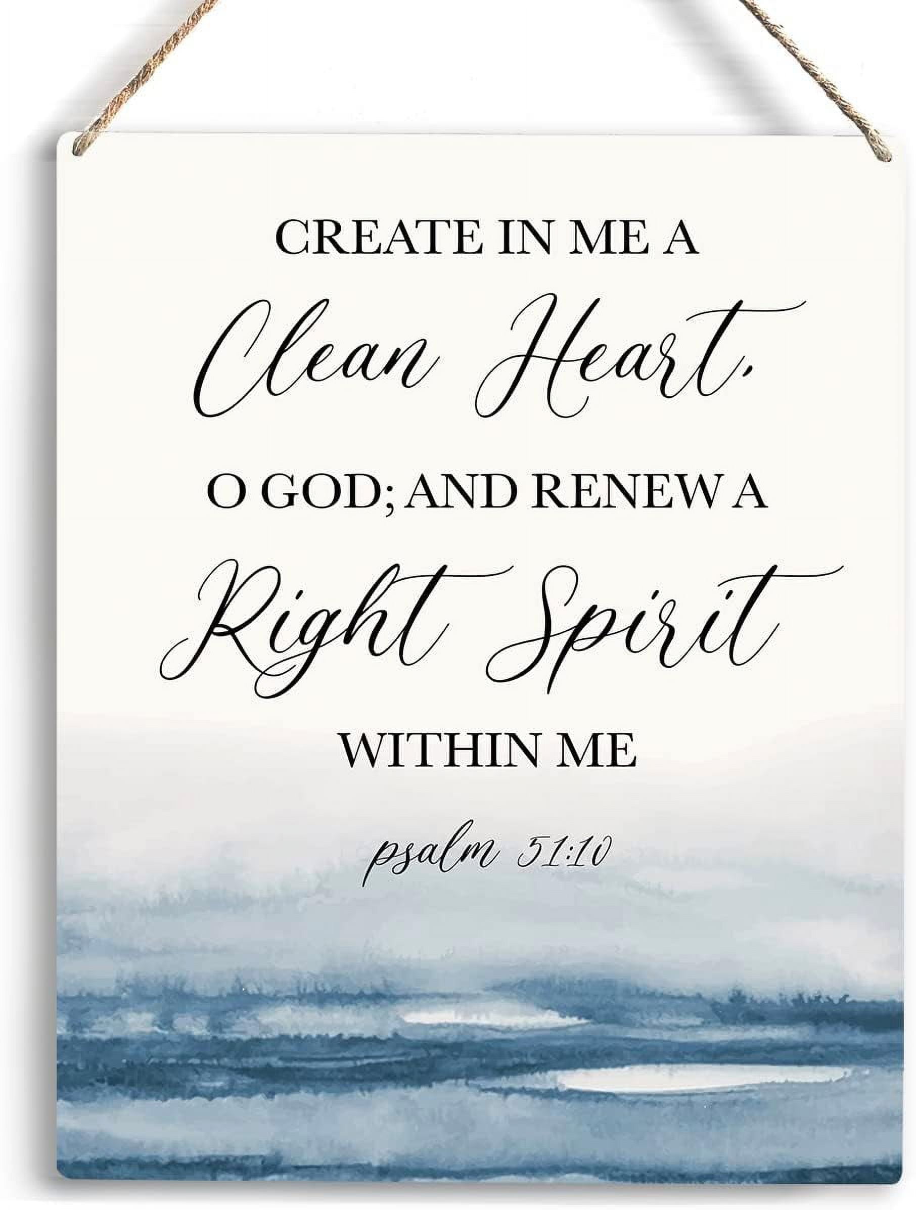 Wood Sign 8x12 Inch Christian Gifts Wall Decor Create In Me A Clean ...