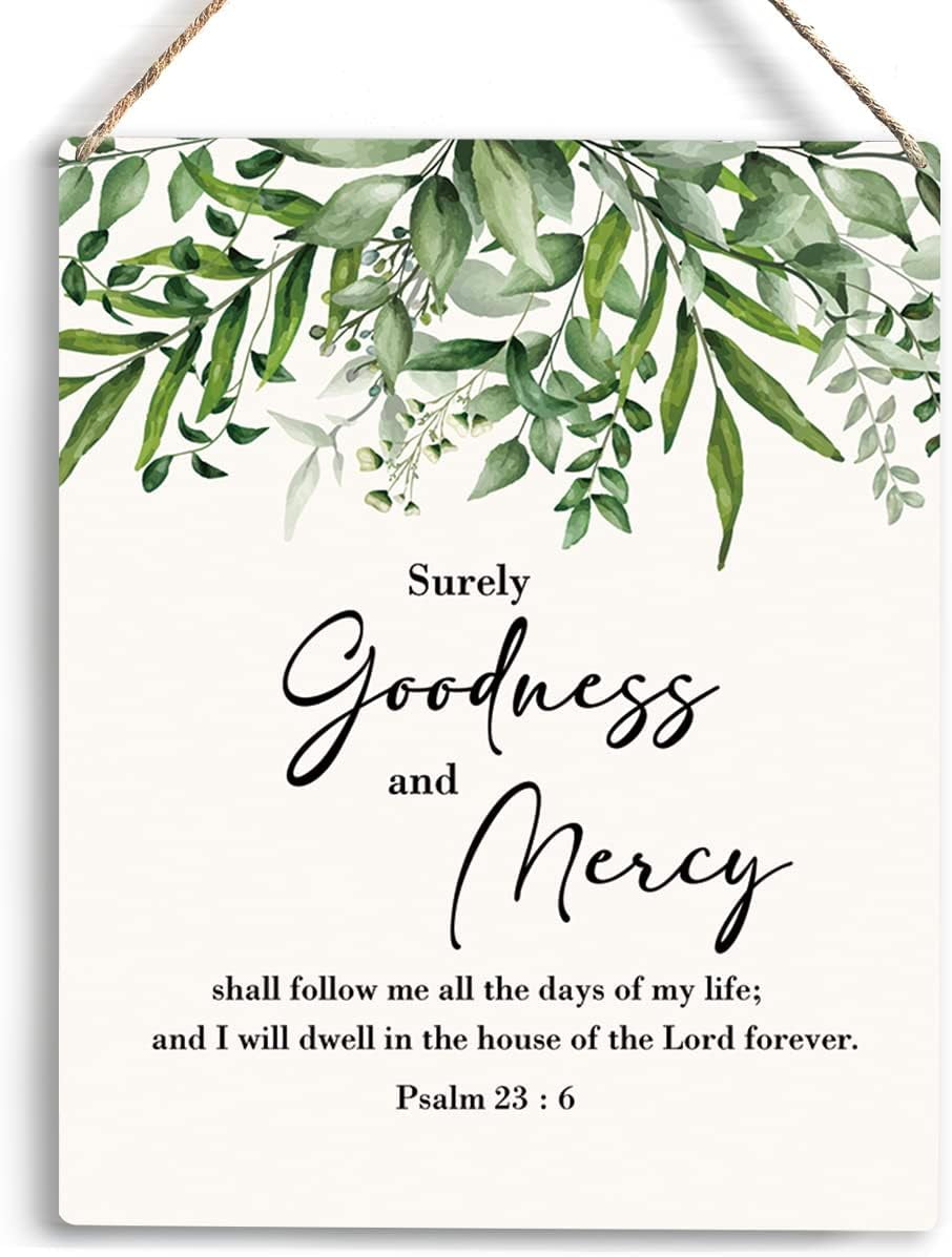 Wood Sign 8x12 Inch Christian Inspirational Wall Art Surely Goodness ...