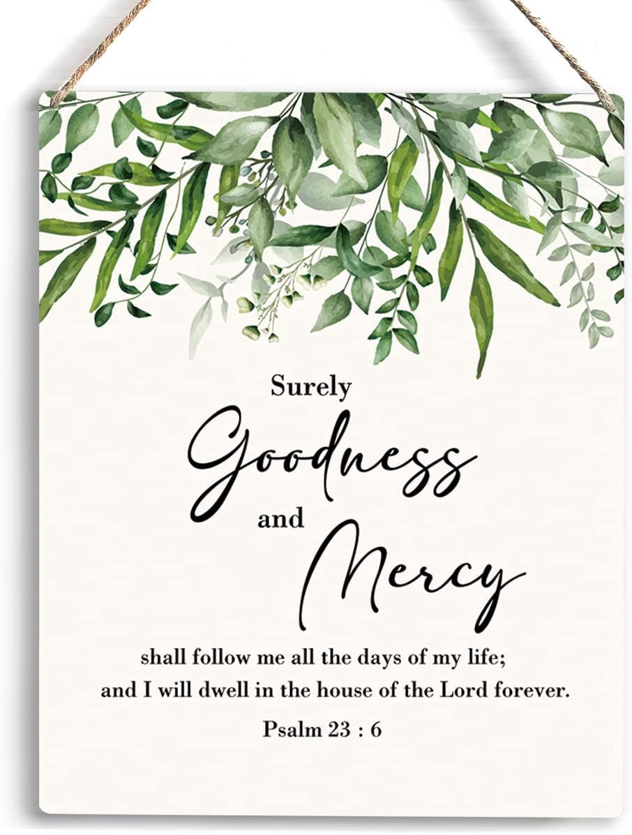 Wood Sign 8x12 Inch Christian Inspirational Wall Art Surely Goodness ...