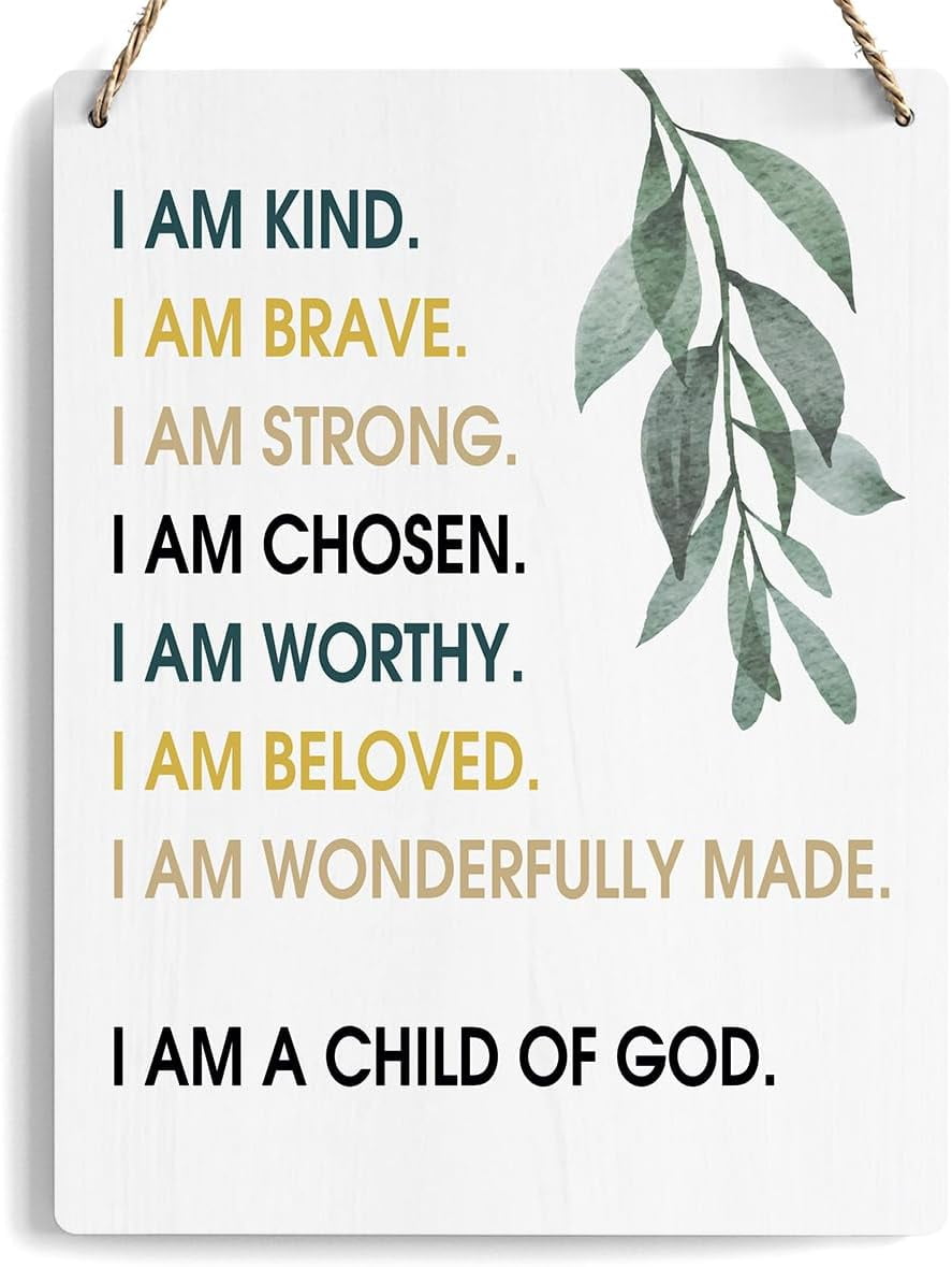 Wood Sign 8x12 Inch Christian Wall Decor For Home Bible Verse I Am A ...