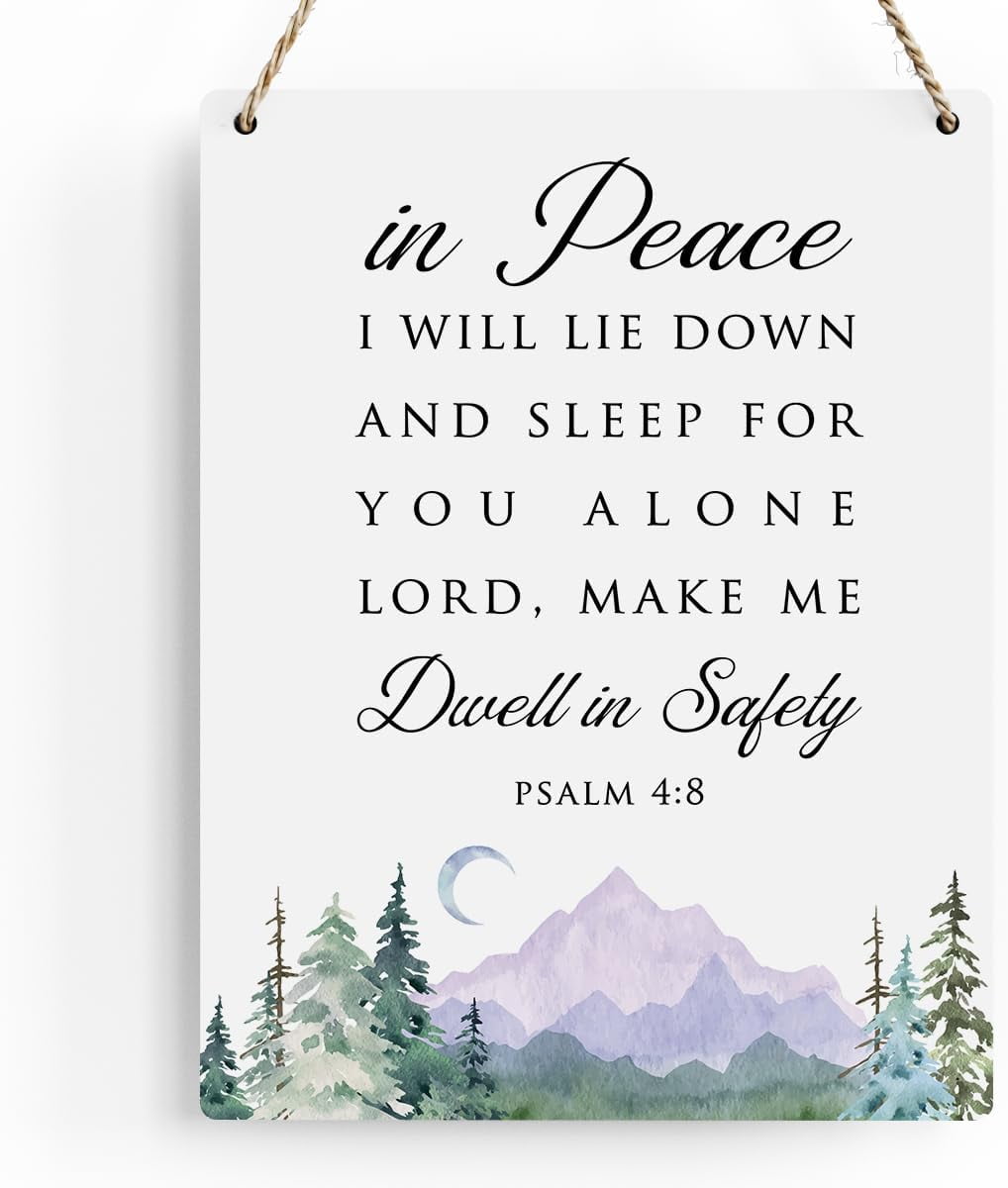 Wood Sign 8x12 Inch Decor In Peace I Will Lie Down And Sleep Psalm 48 ...