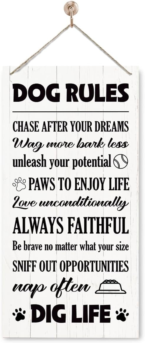 Wood Sign 8x12 Inch Dog Rules Sign Dog Decor Sign Pet Hanging Decor ...