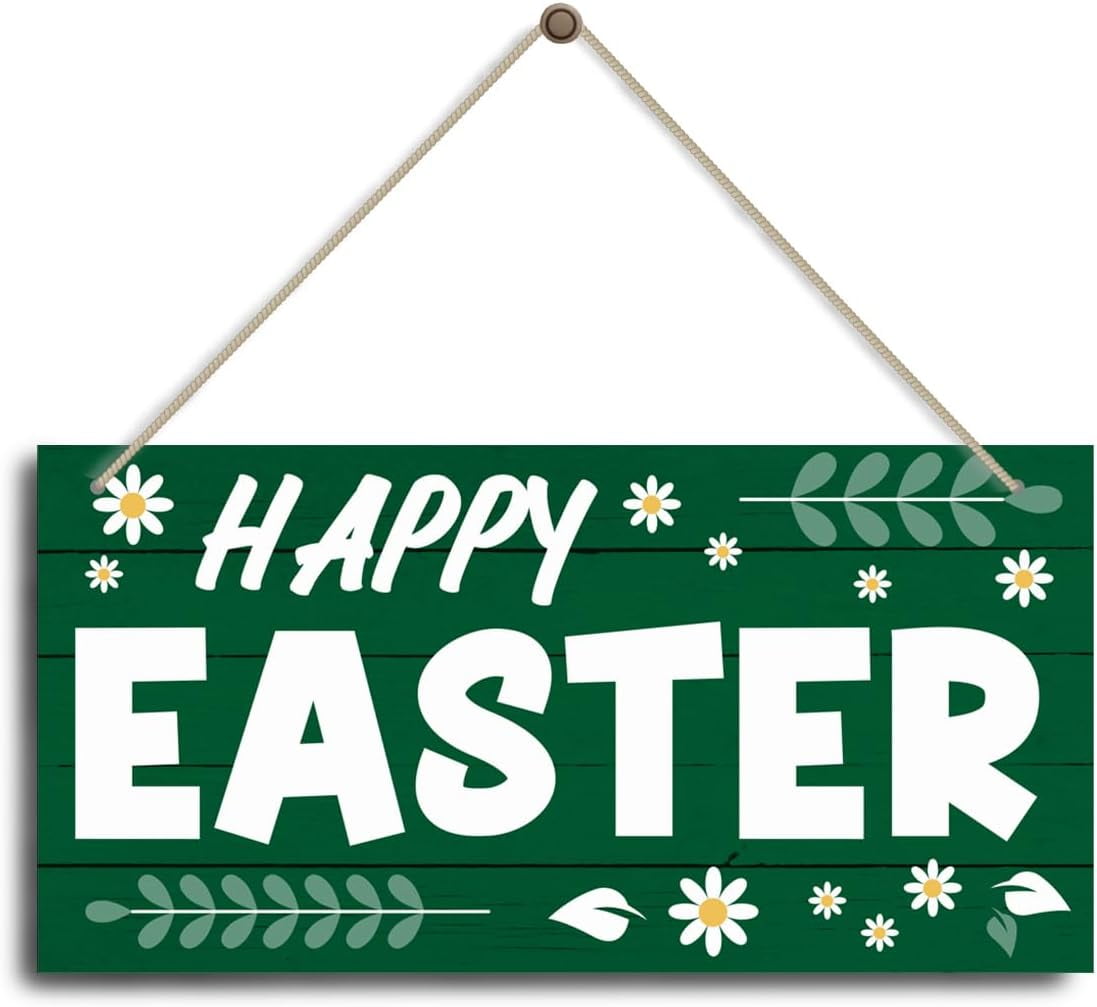 Wood Sign 6x12 Inch Easter Decor Sign Hanging Wood Plaque With Rope ...