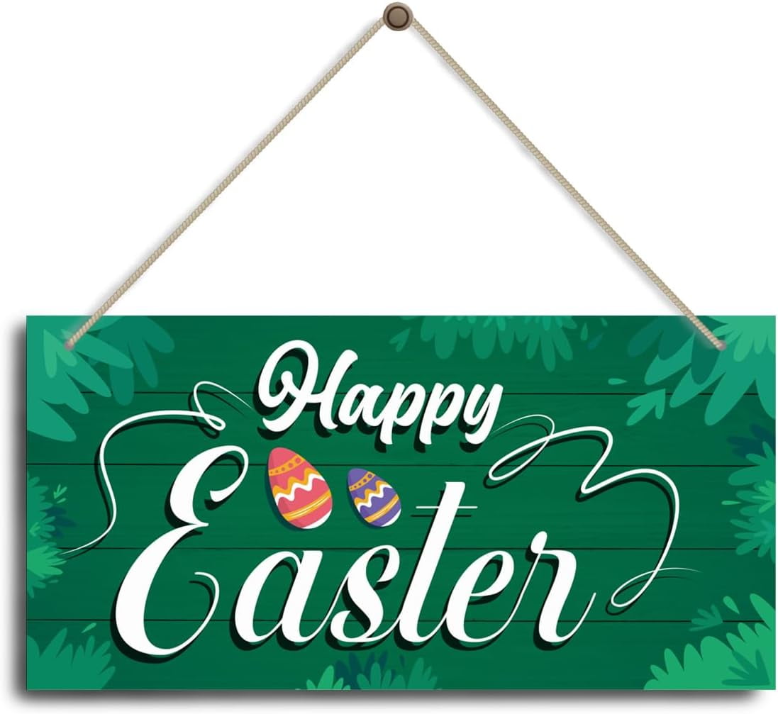 Wood Sign 6x12 Inch Easter Decor Sign Hanging Wood Plaque With Rope ...