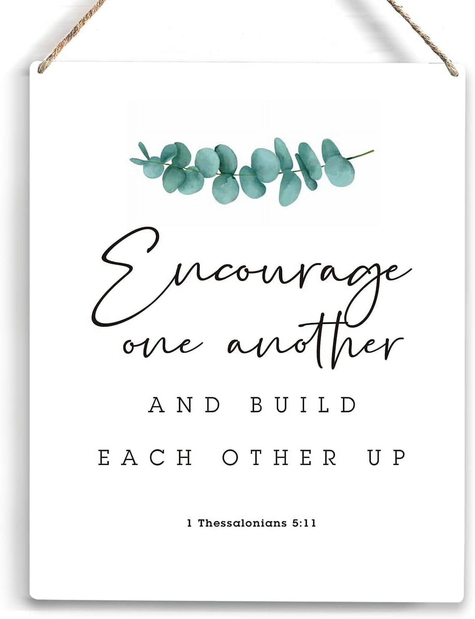 Wood Sign 8x12 Inch Encourage One Another Bible Verse Wood Sign Rustic ...