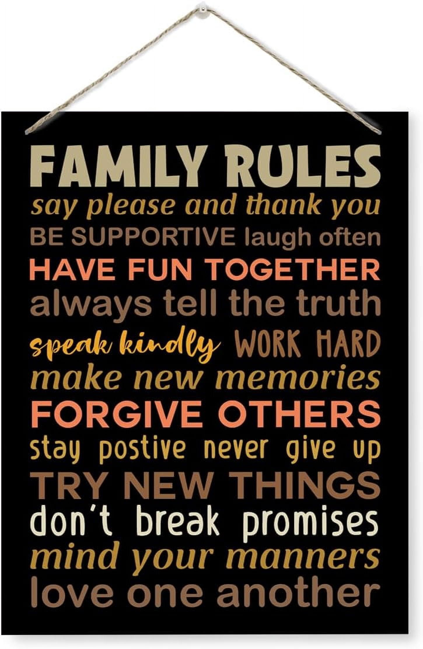 Wood Sign 8x12 Inch Family Rules Sign Warm Family Decor Rustic Hanging ...