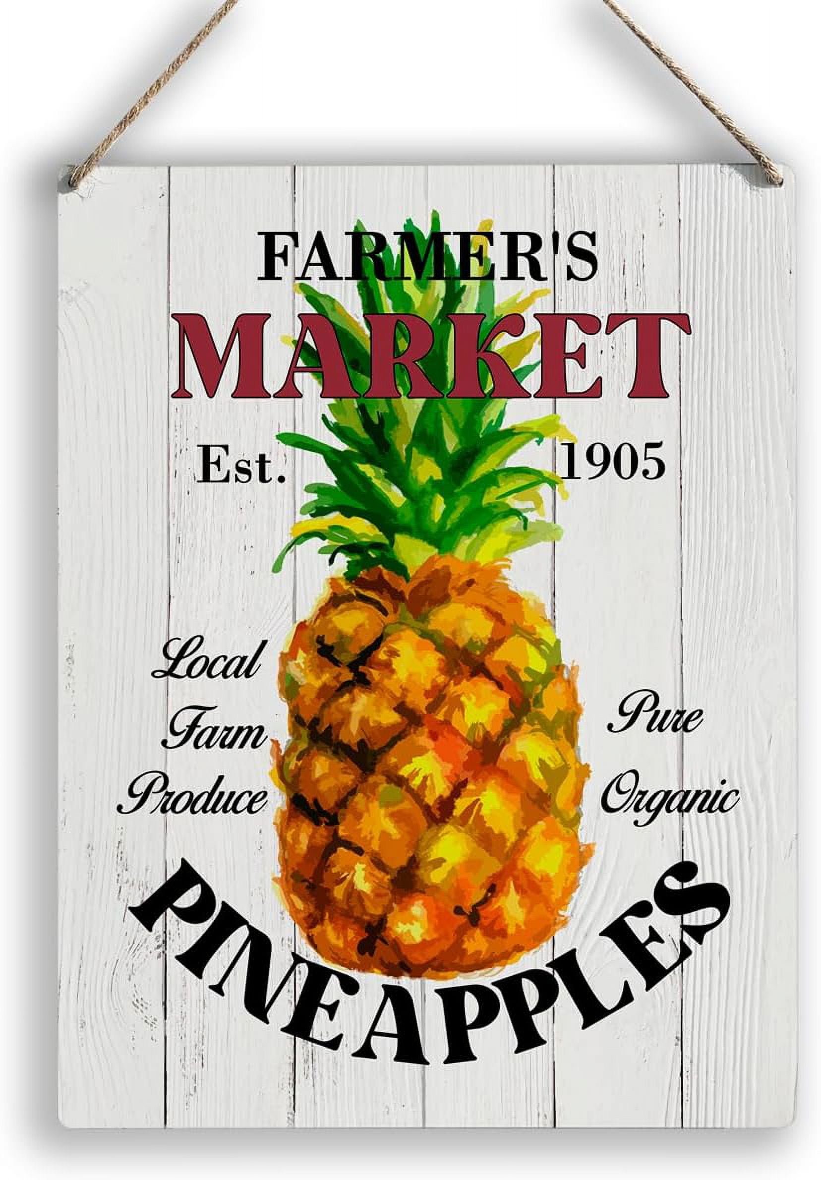 Wood Sign 8x12 Inch Farmer'S Market Pineapples Wooden Rustic Signs Home ...