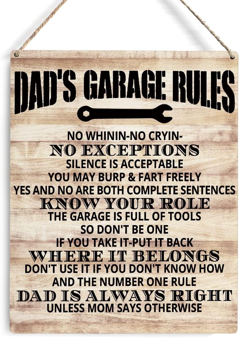 Wood Sign 8x12 Inch Farmhouse Dad'S Garage Wood Signs Rustic Dad Gifts ...