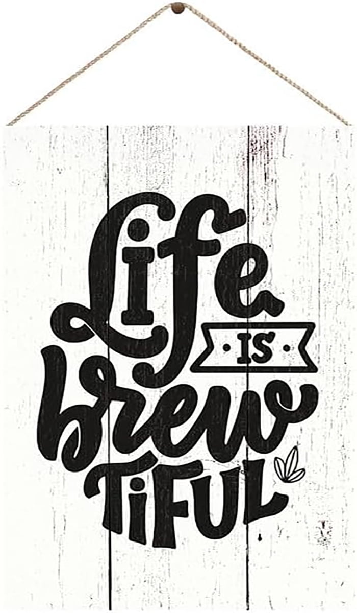 Wood Sign 8x12 Inch Funny Farmhouse Style Wood Sign Life Is Brewtiful ...