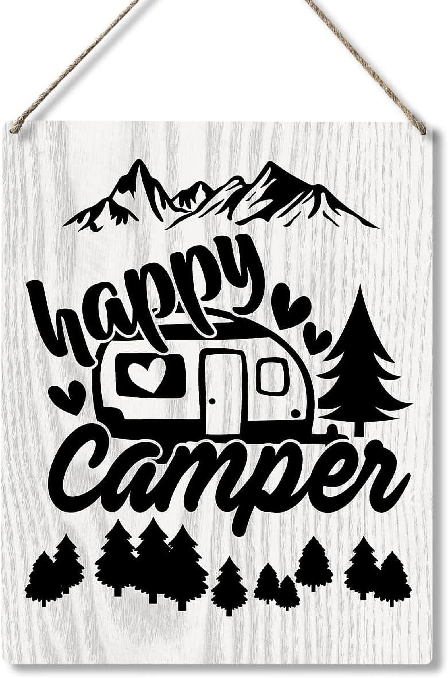 Wood Sign 8x12 Inch Funny Happy Camper Wood Plaque Sign Wall Hanging ...