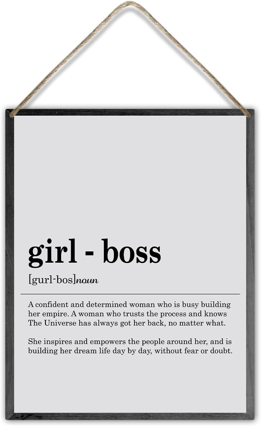 Wood Sign 8x12 Inch Girl Boss Definition Hanging Wood Sign Office Decor ...