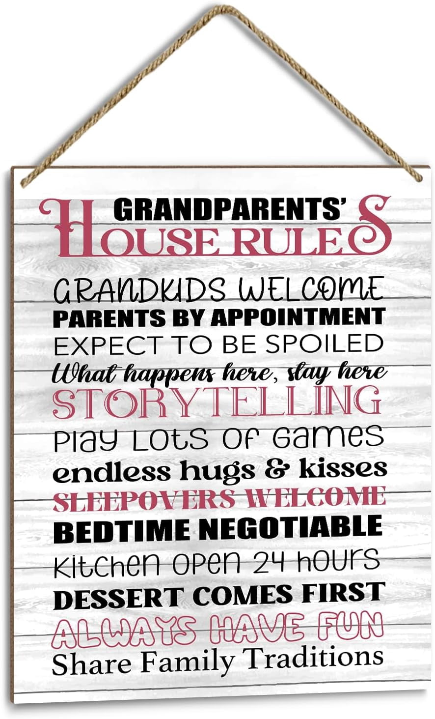 Wood Sign 8x12 Inch Grandparents' House Rule Welcome Sign Gift For ...