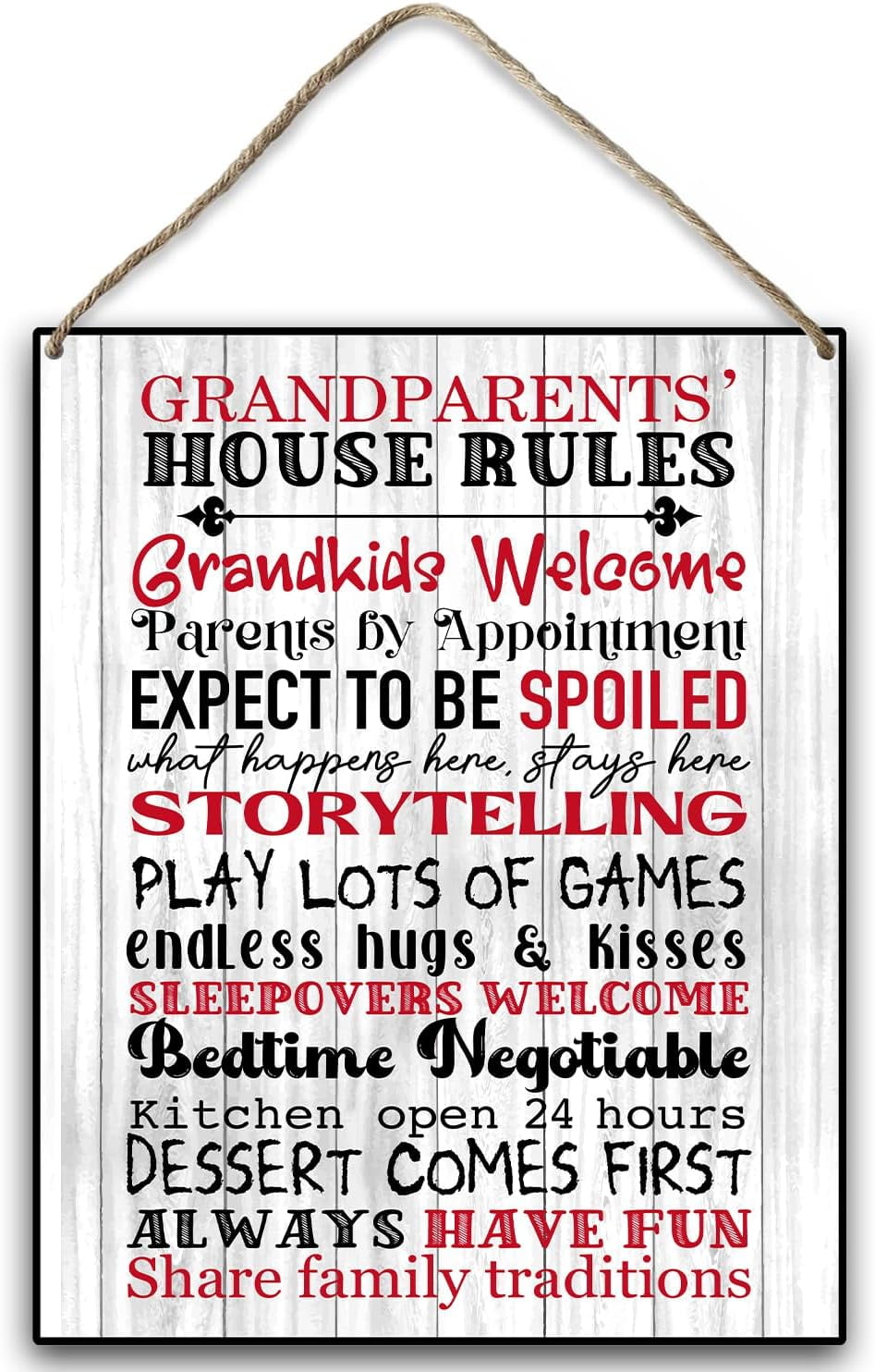 Wood Sign 8x12 Inch Grandparents' Rules Wood Hanging Sign Art Wood Living Room Sign Plaque ...