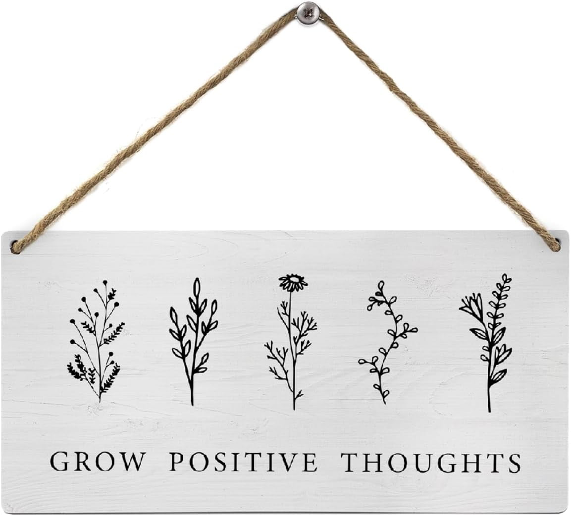 Wood Sign 6x12 Inch Grow Positive Thoughts Inspirational Saying Wood ...