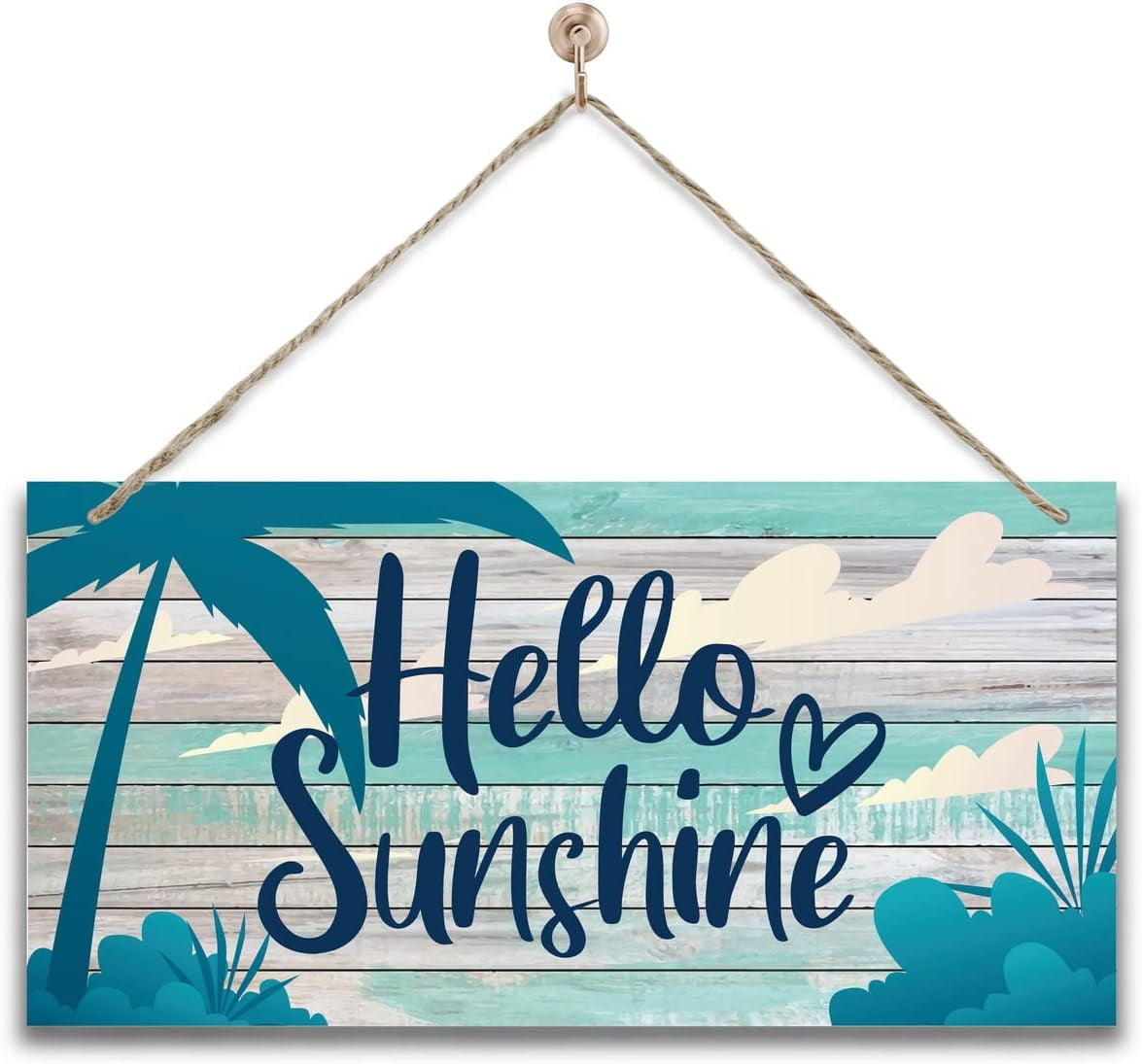 Wood Sign 6x12 Inch Hello Sunshine Wood Wall Sign Hanging Home Decor ...