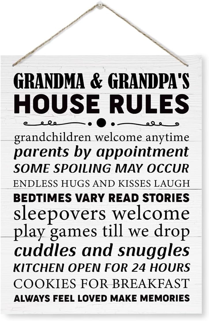 Wood Sign 8x12 Inch Home Decor Sign Grandma & Grandpa'S House Rules ...