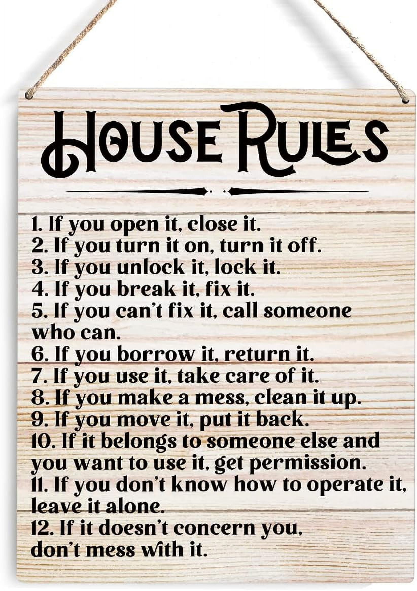 Wood Sign 8x12 Inch House Rules Wood Signs Rustic House Rules If You ...