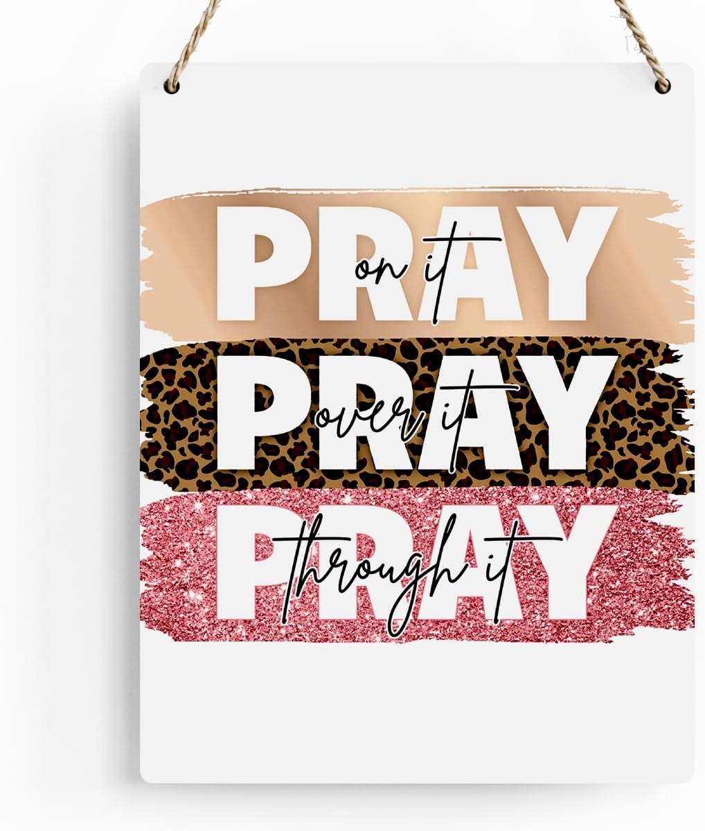 Wood Sign 8x12 Inch Inspirational Decor Pray On It Bible Verse Wall Art ...
