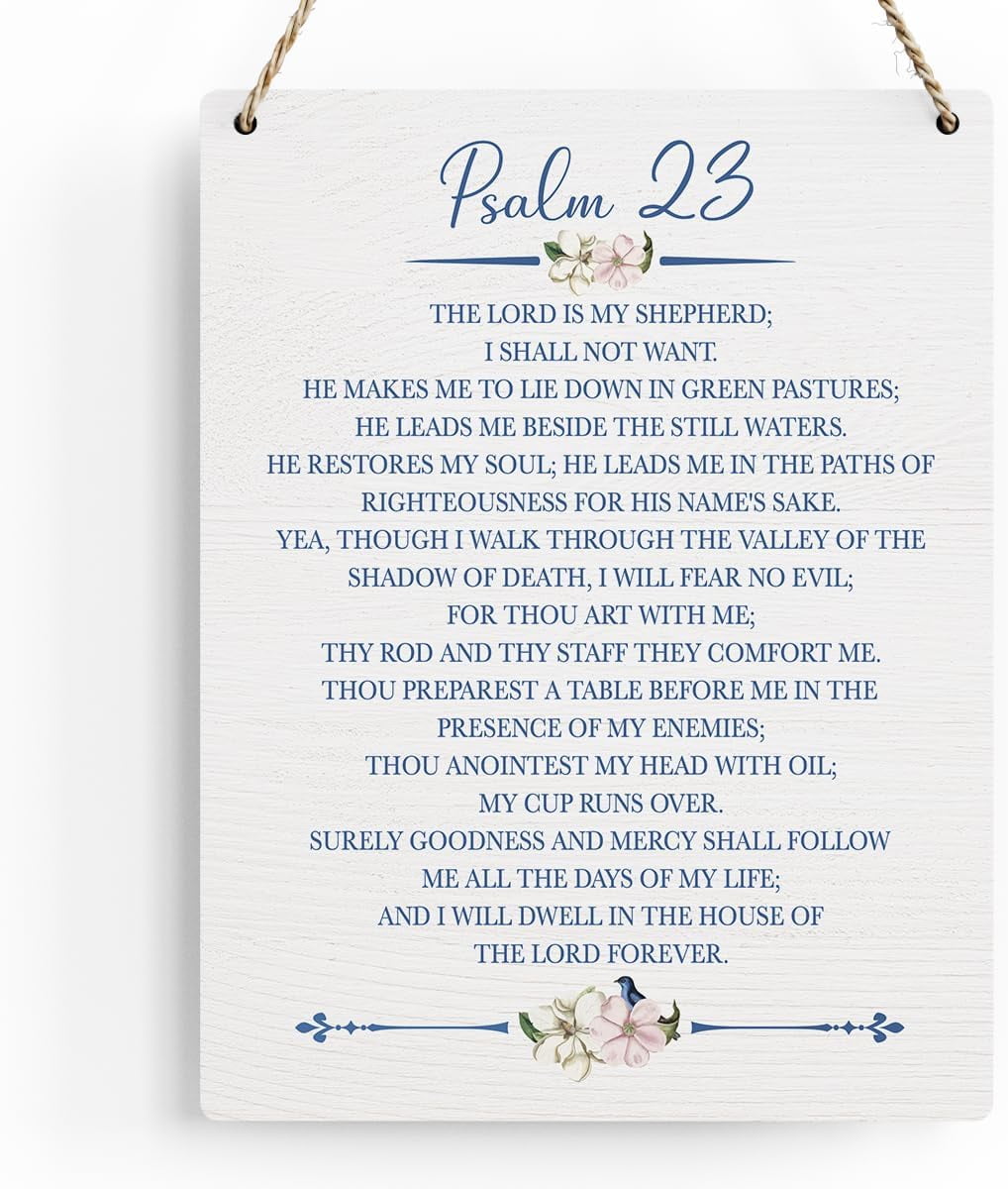 Wood Sign 8x12 Inch Inspirational Scripture Wall Art Bible Verses Psalm ...