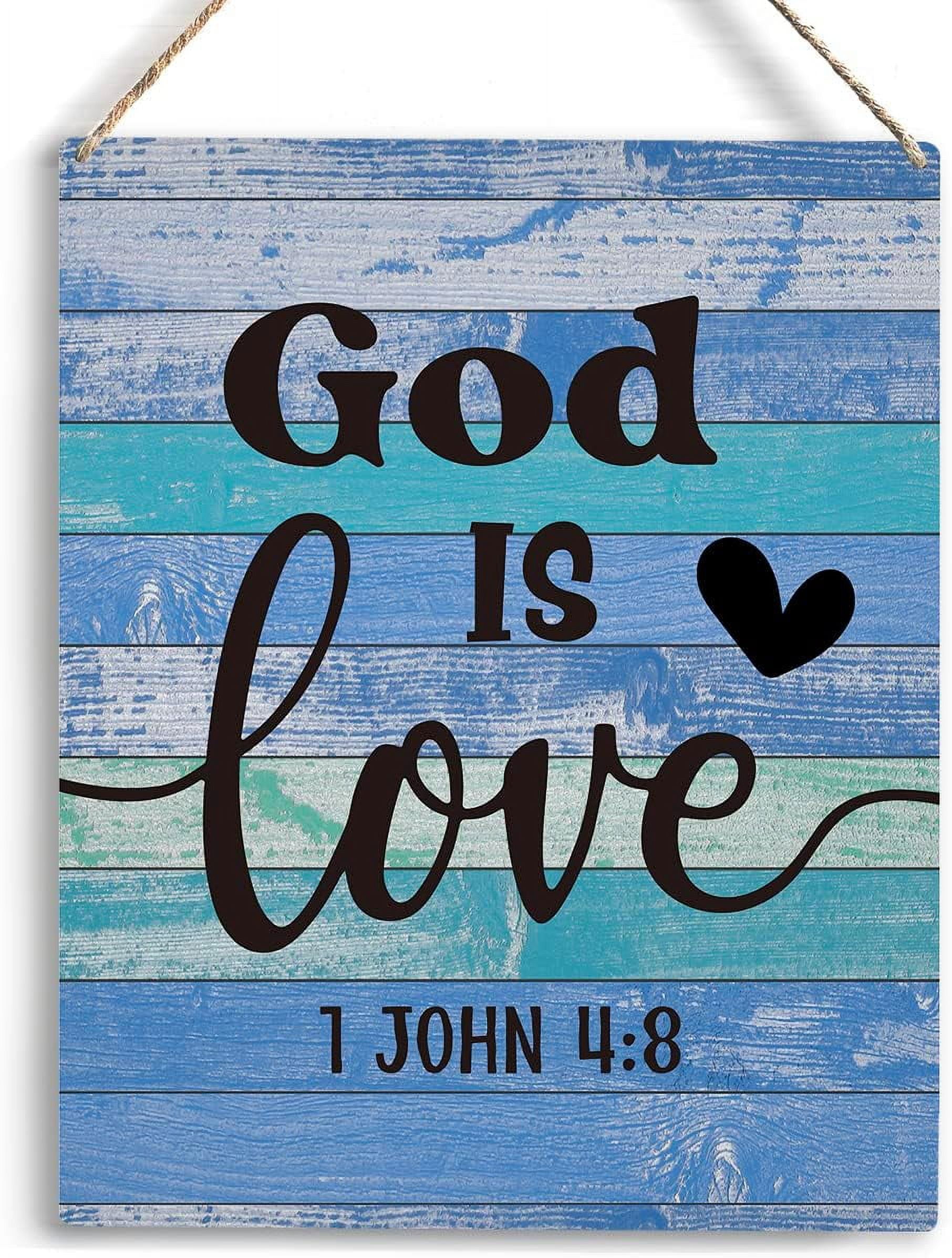 Wood Sign 8x12 Inch Inspirational Wall Art God Is Love 1 John 48 Wooden ...