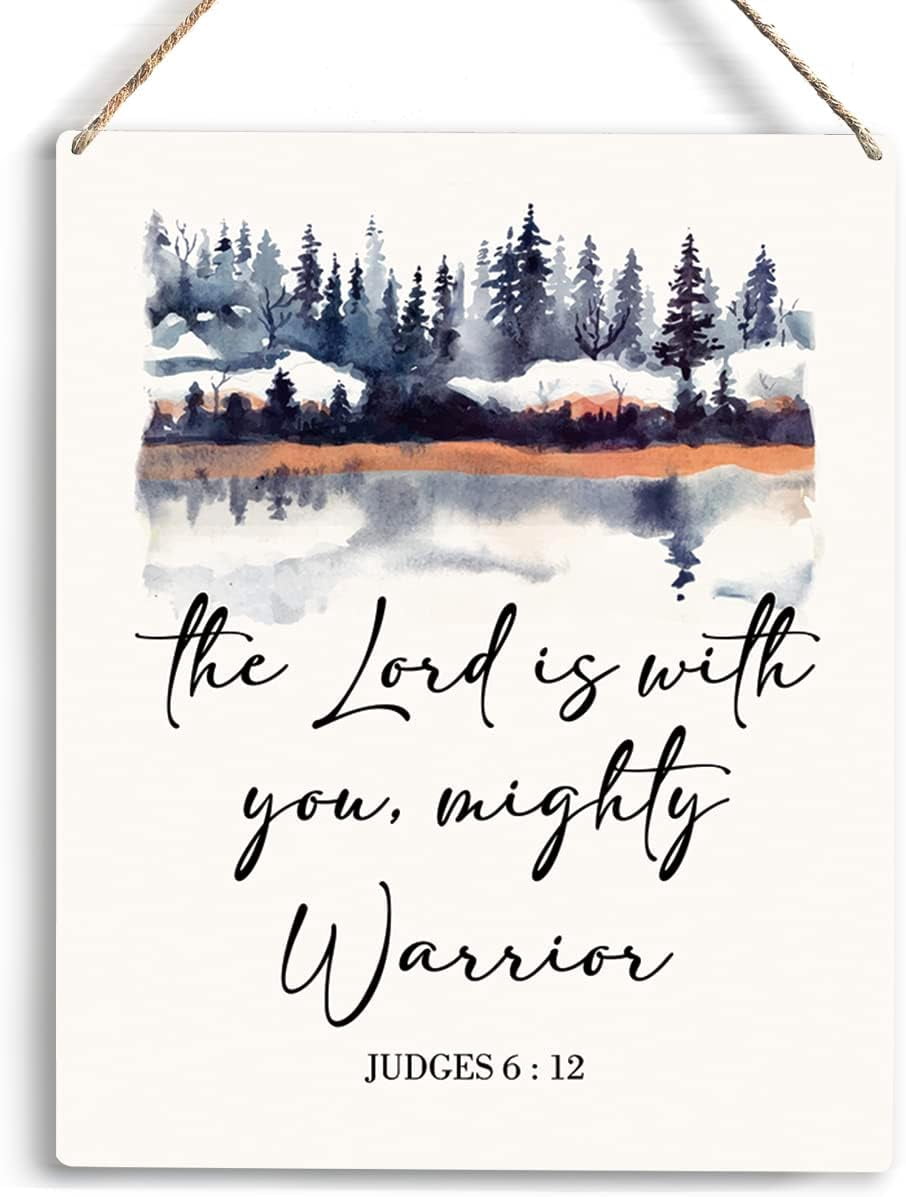 Wood Sign 8x12 Inch Inspirational Wall Art The Lord Is With You Mighty ...