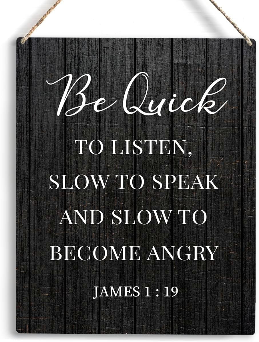 Wood Sign 8x12 Inch Inspirational Wall Decor Be Quick To Listen Slow To ...