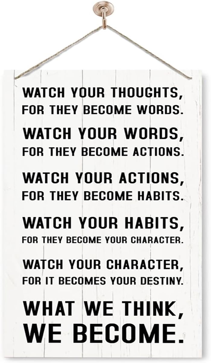 Wood Sign 8x12 Inch Inspirational Wood Decor Watch Your Thoughts Sign ...