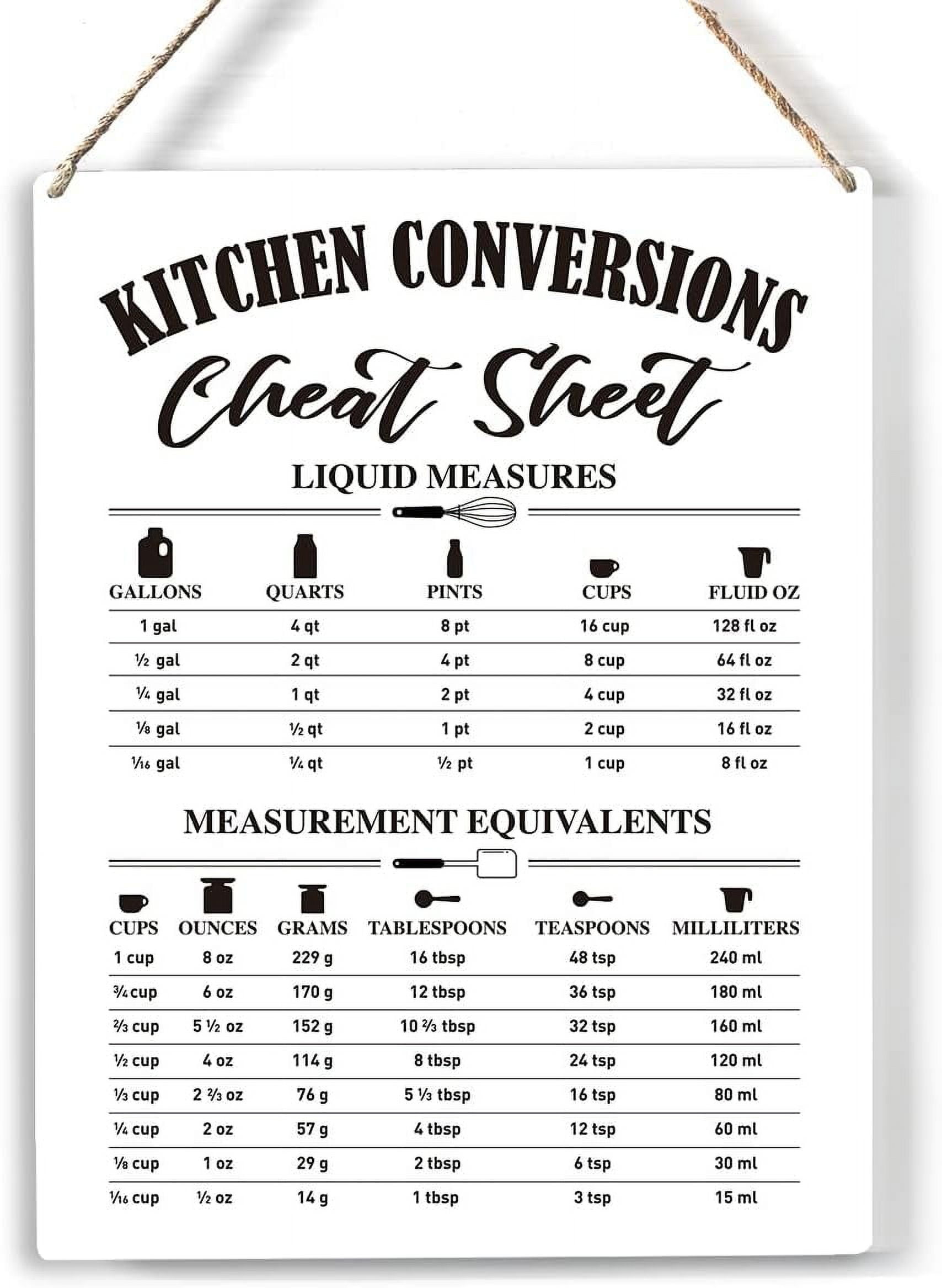 Wood Sign 8x12 Inch Kitchen Conversions Chart Wood Sign Kitchen ...