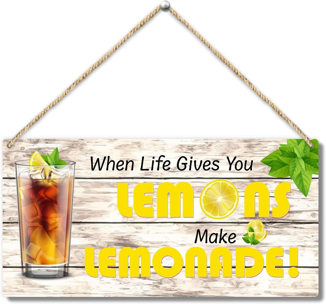 Wood Sign 6x12 Inch Lemon Decor Wood Hanging Sign When Life Gives You ...