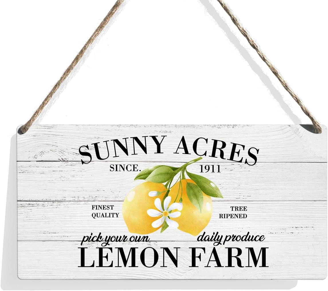 Wood Sign 6x12 Inch Lemon Wooden Rustic Signs Home Wall Decor Country ...